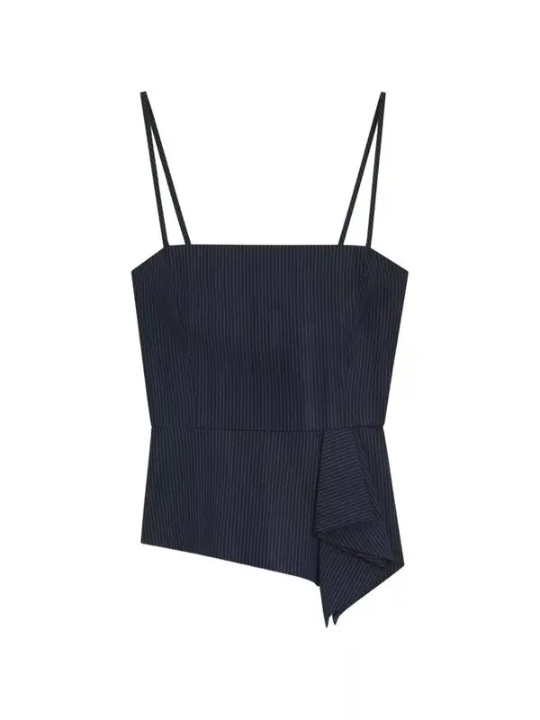 Hugo Pinstripe Peplum Top With Ruffled Detail