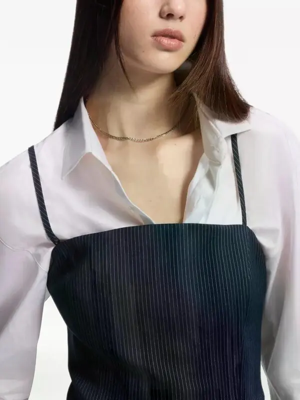 Hugo Pinstripe Peplum Top With Ruffled Detail