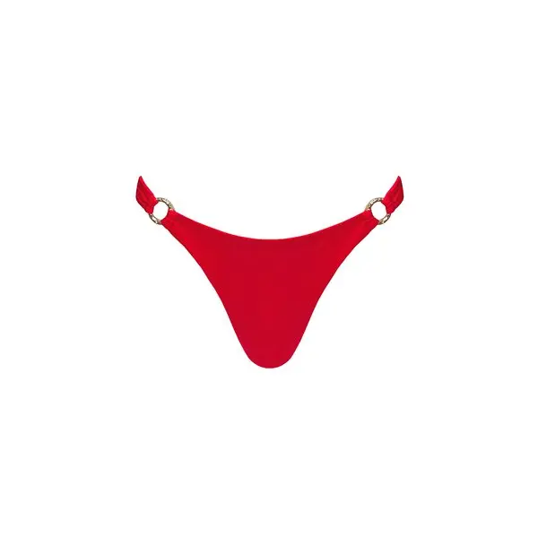 MONARCH Nicole Gold Ring Bikini Bottom - Red