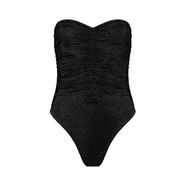 MONARCH Naomi Bandeau Ruched One Piece Metallic - Black