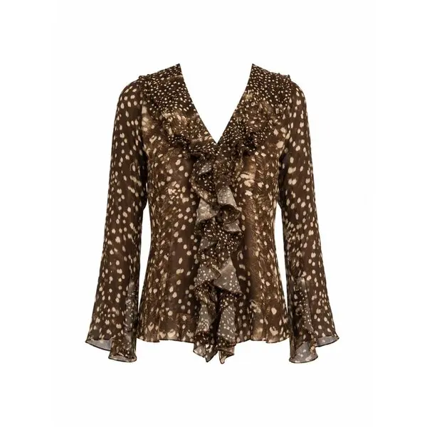 Carmen Says Bambi Noir Animal Print Blouse - Brown