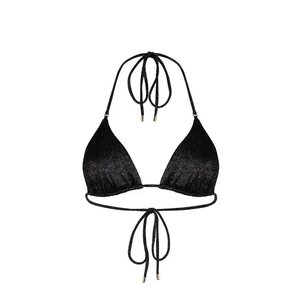 MONARCH Kaia Triangle Bikini Top Metallic - Black