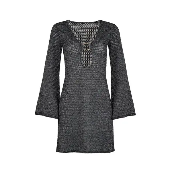MONARCH Ariana Long Sleeve Mini Dress Metallic - Black