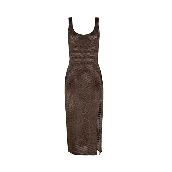 MONARCH Kendall Sleeveless Midi Dress Bronze Metallic - Brown