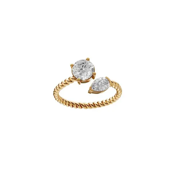 AYA FINE JEWELRY 1.19 Ctw Round & Pear Cut Lab Diamond Halo Engaget Ring In 14k Gold - Yellow