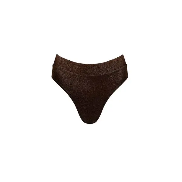 MONARCH Stella High Waisted Bikini Bottoms Bronze Metallic - Brown