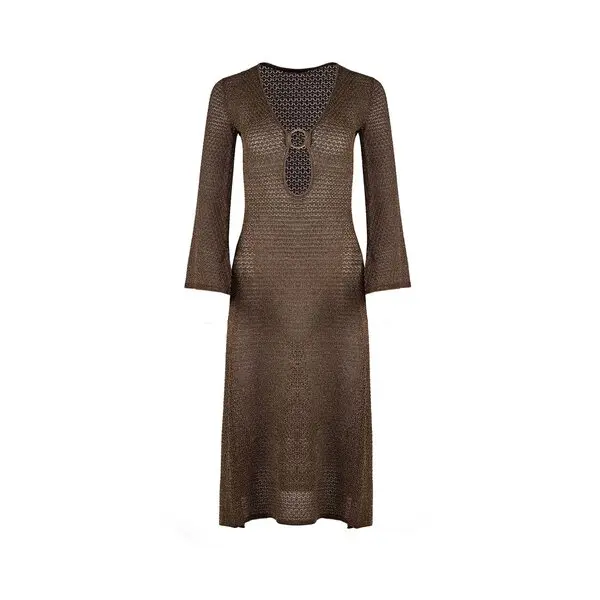 MONARCH Olivia Long Sleeve Maxi Dress Bronze Metallic - Brown