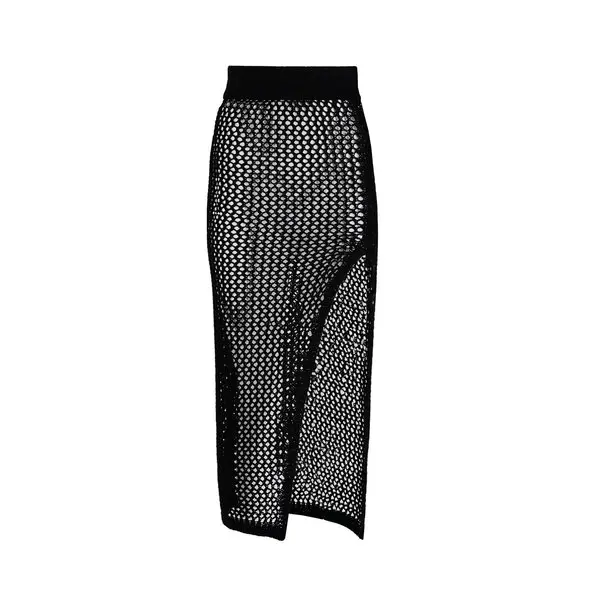 MONARCH Cara Crochet Midi Skirt - Black