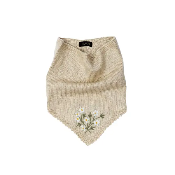 Saachi Floral Embroidered Natural Snood - Brown