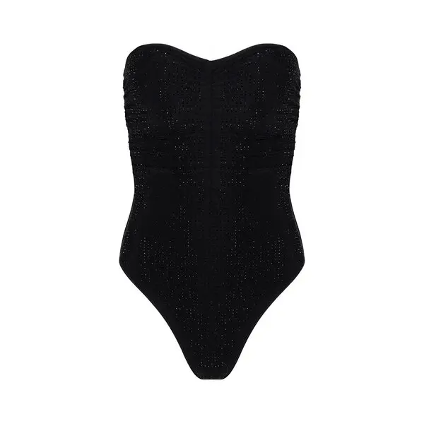 MONARCH Naomi Crystal Bandeau Ruched One Piece - Black