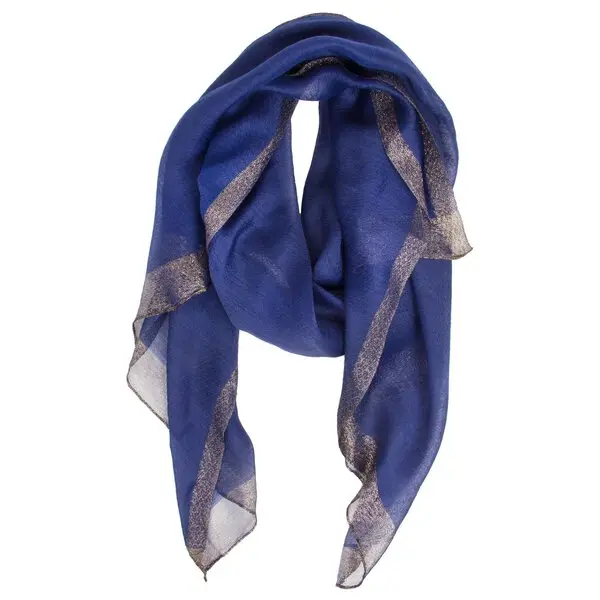 Saachi Shimmer Border Royal Scarf - Blue