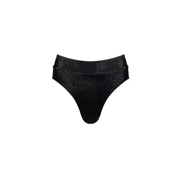 MONARCH Stella High Waisted Bikini Bottoms Metallic - Black