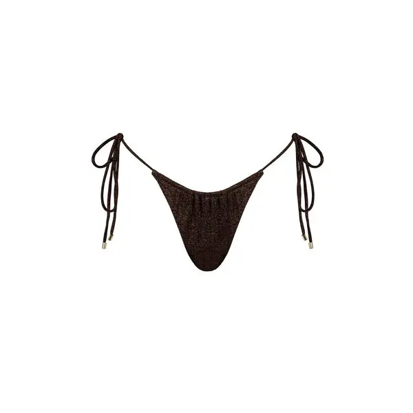 MONARCH Kaia Side Tie Ruched Bikini Bottom Bronze Metallic - Brown