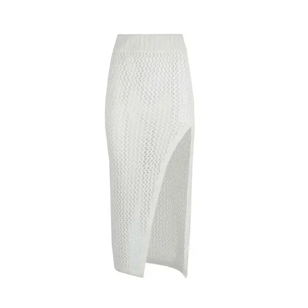 MONARCH Cara Crochet Midi Skirt - White