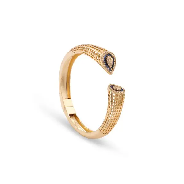 Saachi Crystal Bangle Metal Bracelet - Blue