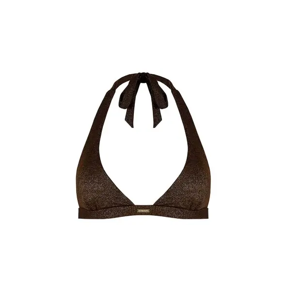 MONARCH Gisele Halter Neck Bikini Top Bronze Metallic - Brown