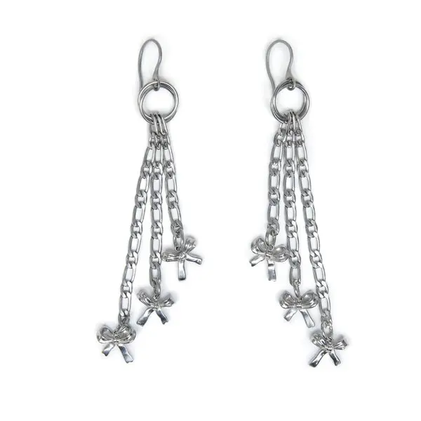 BYWOLFGANG A Little Tied Up' Chain-drop Bow Earrings - Silver