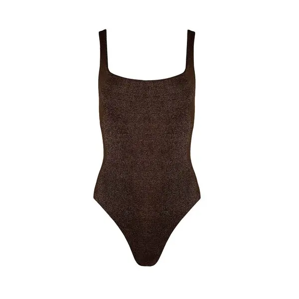 MONARCH Selena Square Neck One Piece Bronze Metallic - Brown