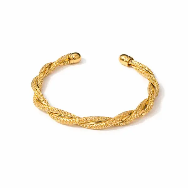 MONARCH And Diamond Twisted Cuff Bracelet - Gold