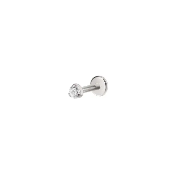 VANCHI 2.5mm Martini Set Threadless Flat Back Titanium Cartilage Stud In Platinum - Silver