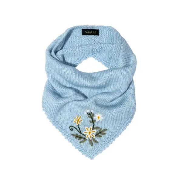 Saachi Floral Embroidered Light Snood - Blue