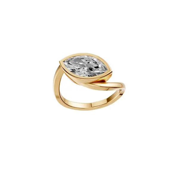 AYA FINE JEWELRY 3.25 Ctw Marquise Lab Diamond Bezel Solitaire Ring In 14k Gold - Yellow