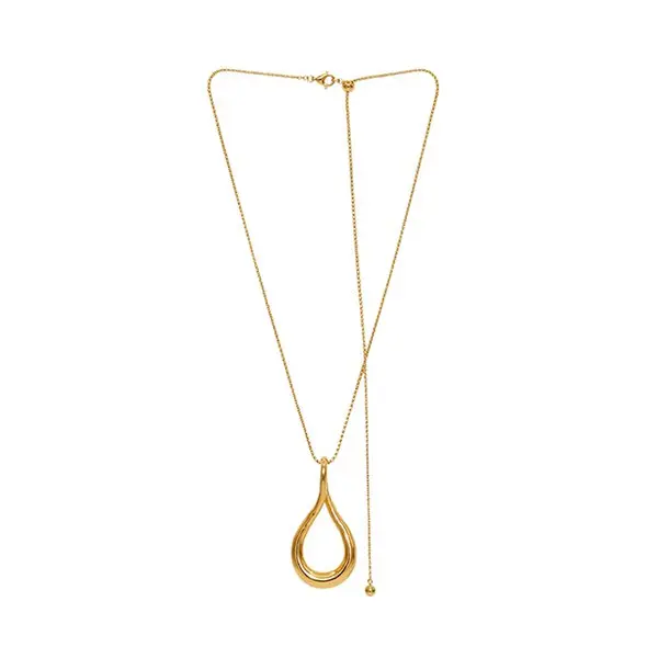 MONARCH Elegant Adjustable Necklace With Teardrop Pendant - Gold