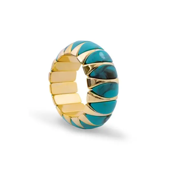 Saachi Marbled Segt Stretch Turquoise Bracelet - Blue