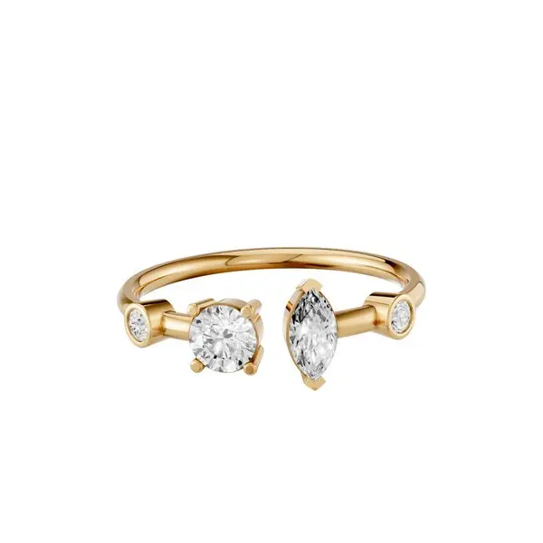AYA FINE JEWELRY 0.51 Ctw Marquise & Round Lab Diamond Open Ring 14k Gold - Yellow