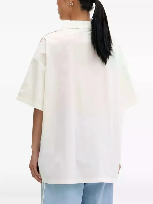 Adidas Embroidered Floral Resort Shirt - Neutrals