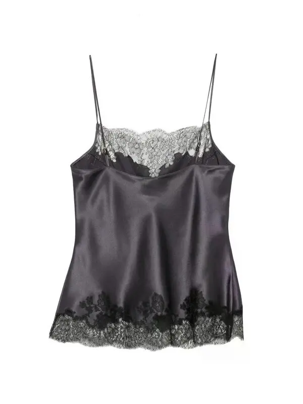 Carine Gilson Lace-trim Silk Camisole - Blue
