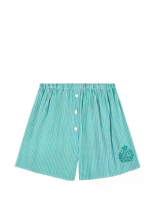 SPORTY & RICH Ny Crest Striped Shorts - Green