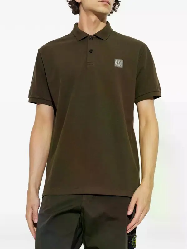 Stone Island Logo-patch Short-sleeve Polo Shirt - Green