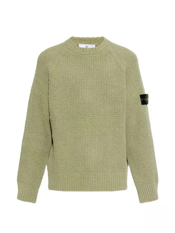 Stone Island Logo-patch Waffle-knit Sweater - Green