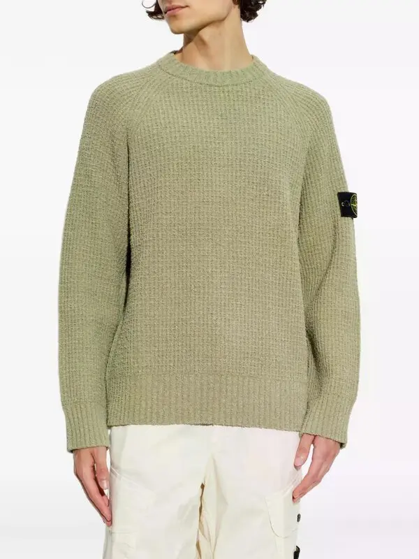Stone Island Logo Patch Waffle Knit Sweater