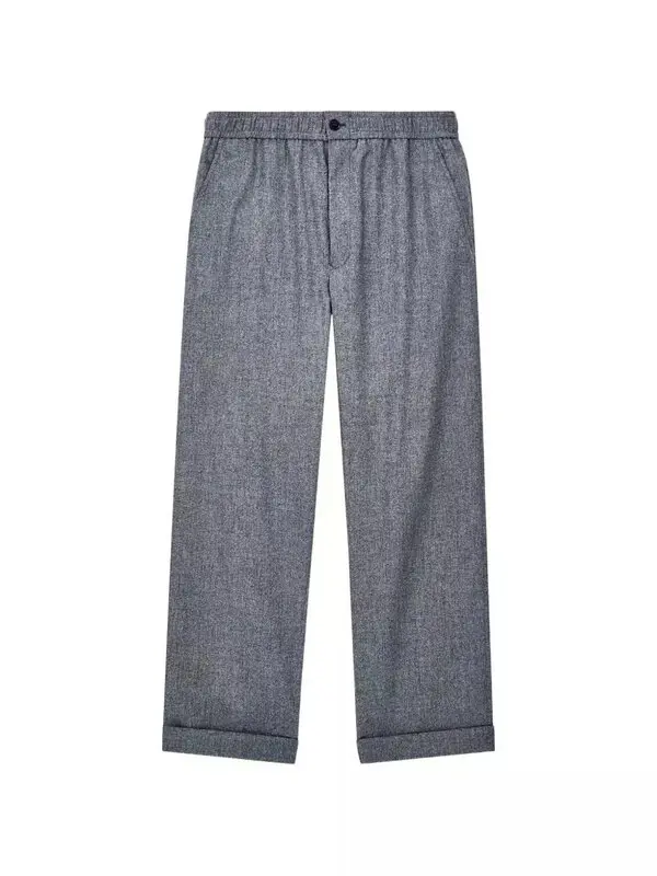 Giorgio Armani Melange Effect Elasticated Waistband Turn-up Trousers - Grey