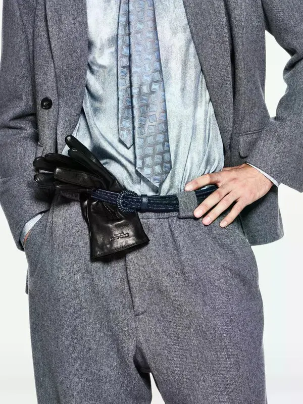 Giorgio Armani Melange Effect Elasticated Waistband Turn-up Trousers