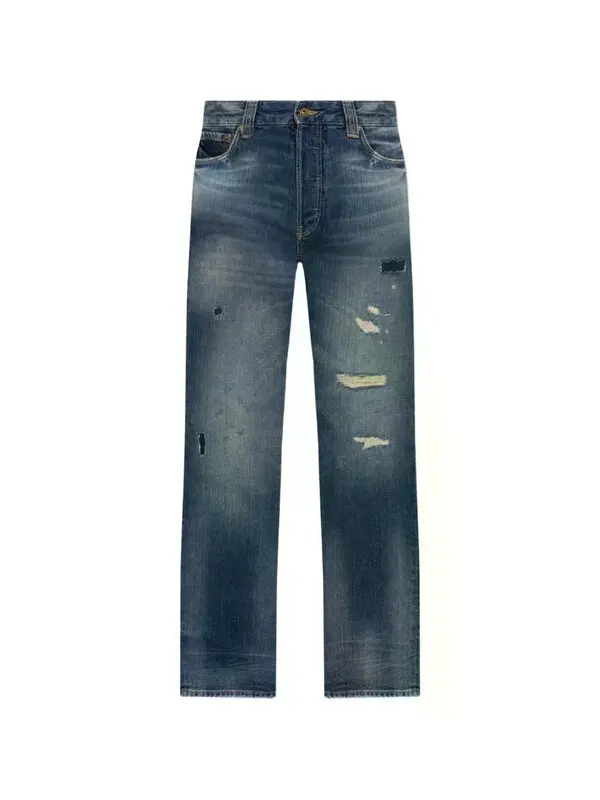 Emporio Armani Distressed Loose-fit Jeans - Blue
