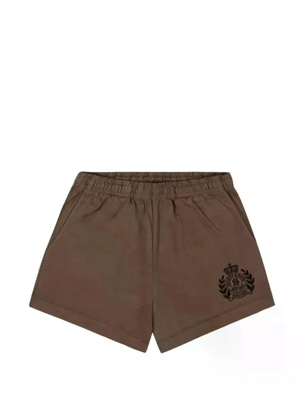 SPORTY & RICH Ny Crest Disco Shorts - Brown