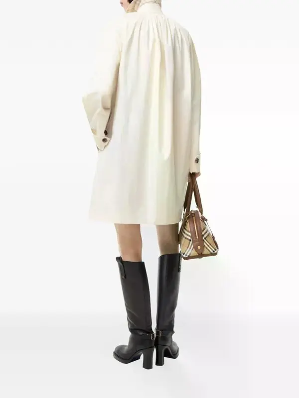 Burberry Mid-length Ruched Gabardine Car Coat - Neutrals