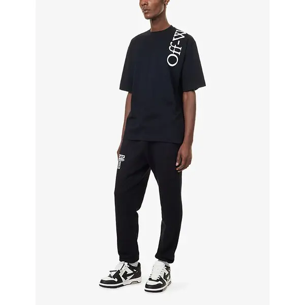 Off-White Logo-print Crew-neck Cotton T-shirt - Black