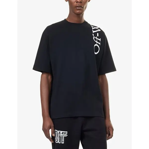 Off-White Logo-print Crew-neck Cotton T-shirt - Black