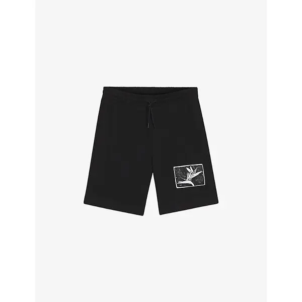 Hugo Brand-patch Relaxed-fit Cotton Shorts - Black