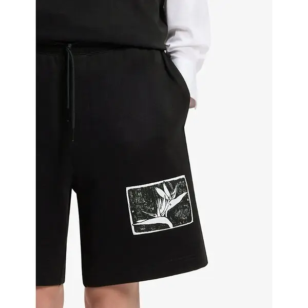 Hugo Brand-patch Relaxed-fit Cotton Shorts