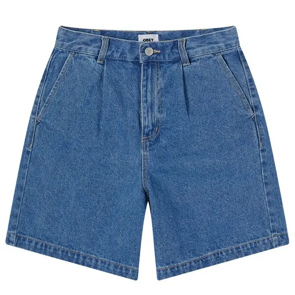 Obey Eli Pleated Short - Light Indigo