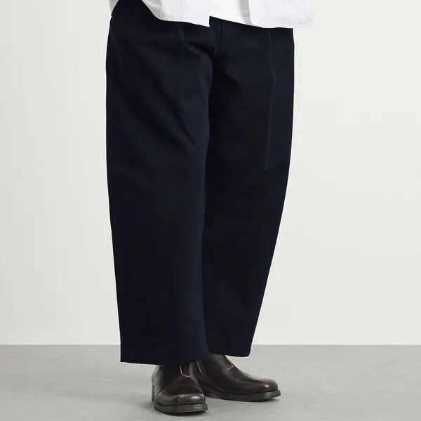 Studio Nicholson Sorte Peached Cotton Pleat Volume Pant