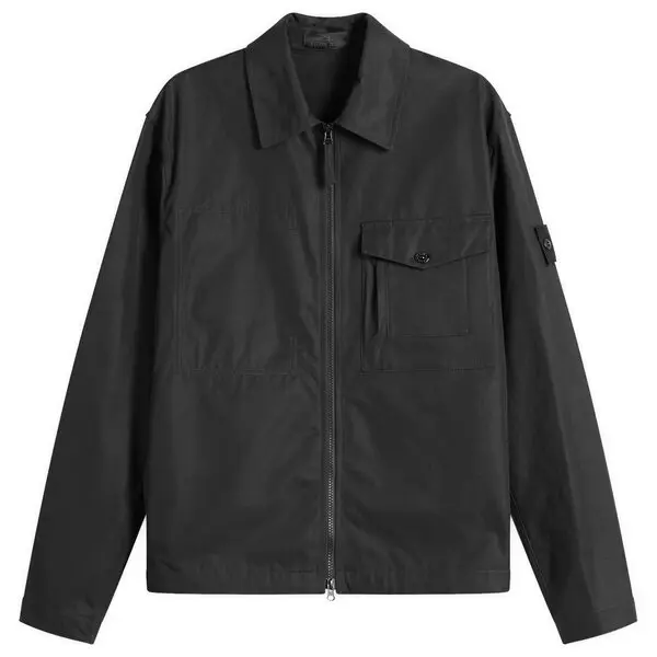 Stone Island Ghost Cotton Canvas Zip Shirt Jacket - Black