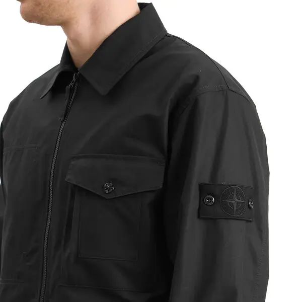 Stone Island Ghost Cotton Canvas Zip Shirt Jacket