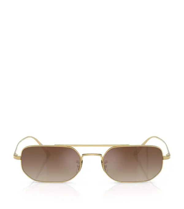 Oliver Spencer Steel 1989c Rectangle Sunglasses - Gold