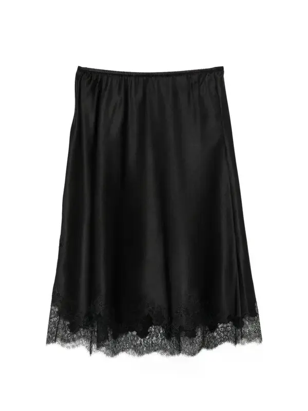 Carine Gilson Lace-trimmed Silk Skirt - Black